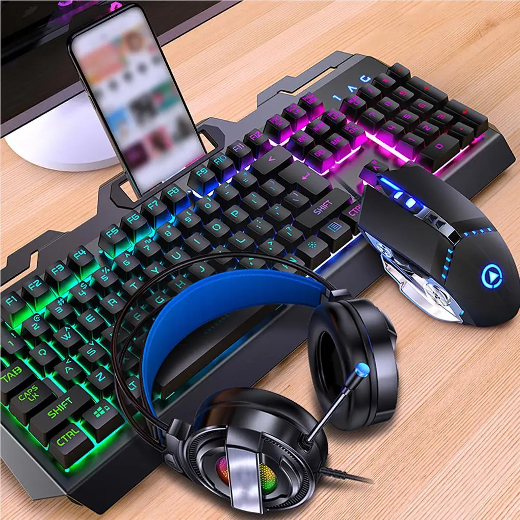 Backlit-Wired-Keyboard-and-Mouse-Game-Keyboard-Mouse-Earphone-Set-Of ...