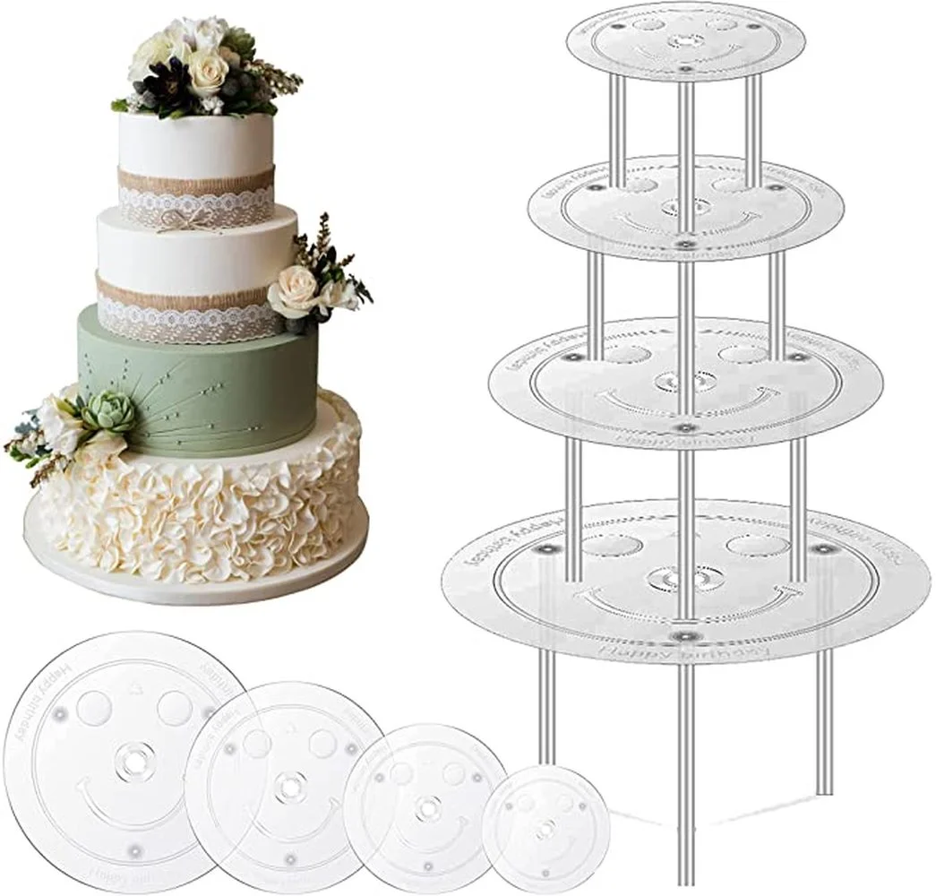 Round-Multi-Layer-Cake-Stand-Smiley-Dessert-Spacer-Support-Frame-With ...