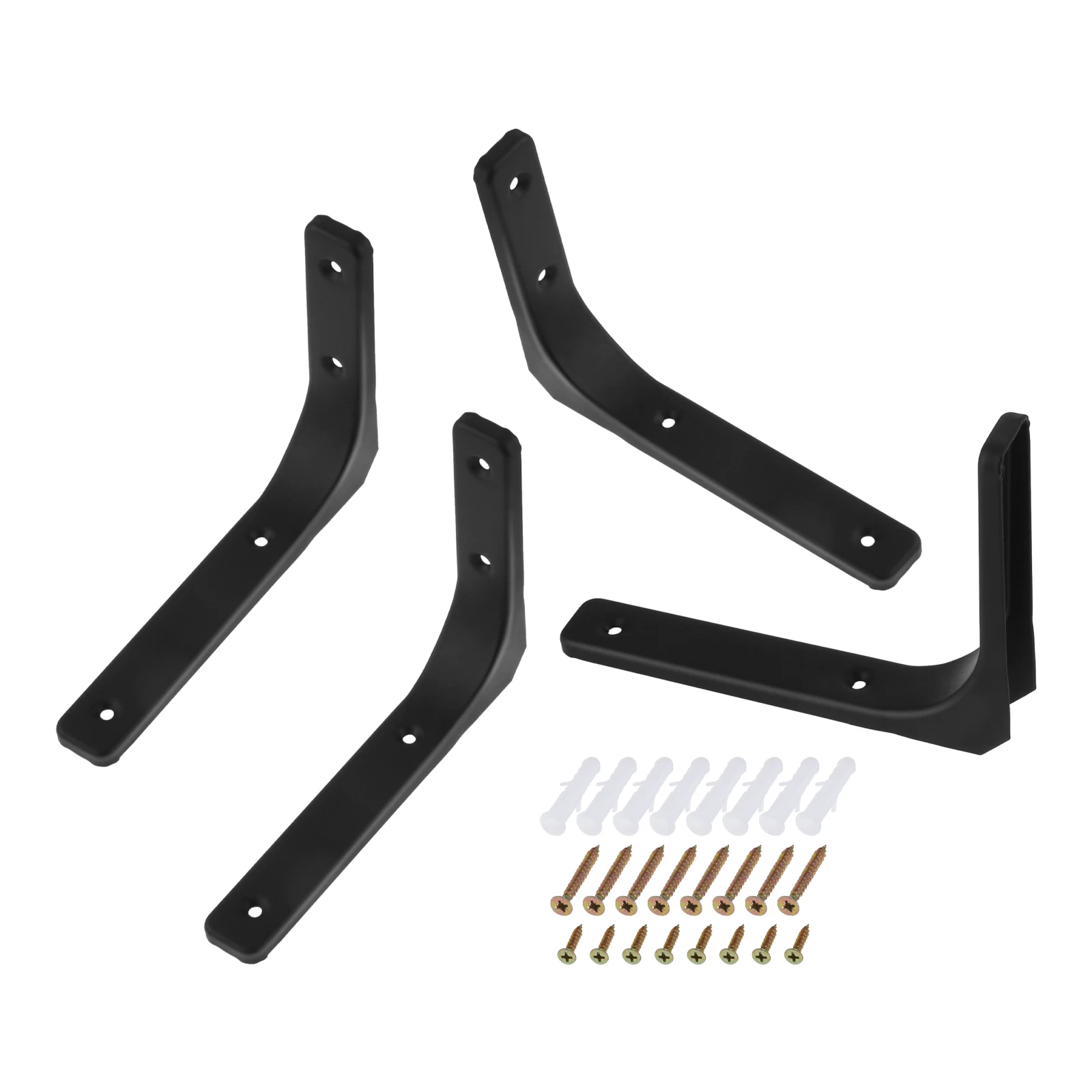 4 or 8pcs Shelf Brackets 200mm/150mm Black 90 Degree L-shaped Metal ...