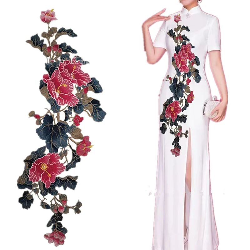1Ps Large Colorful Flower Embroidery Patch Lace Applique Sewing Wedding ...