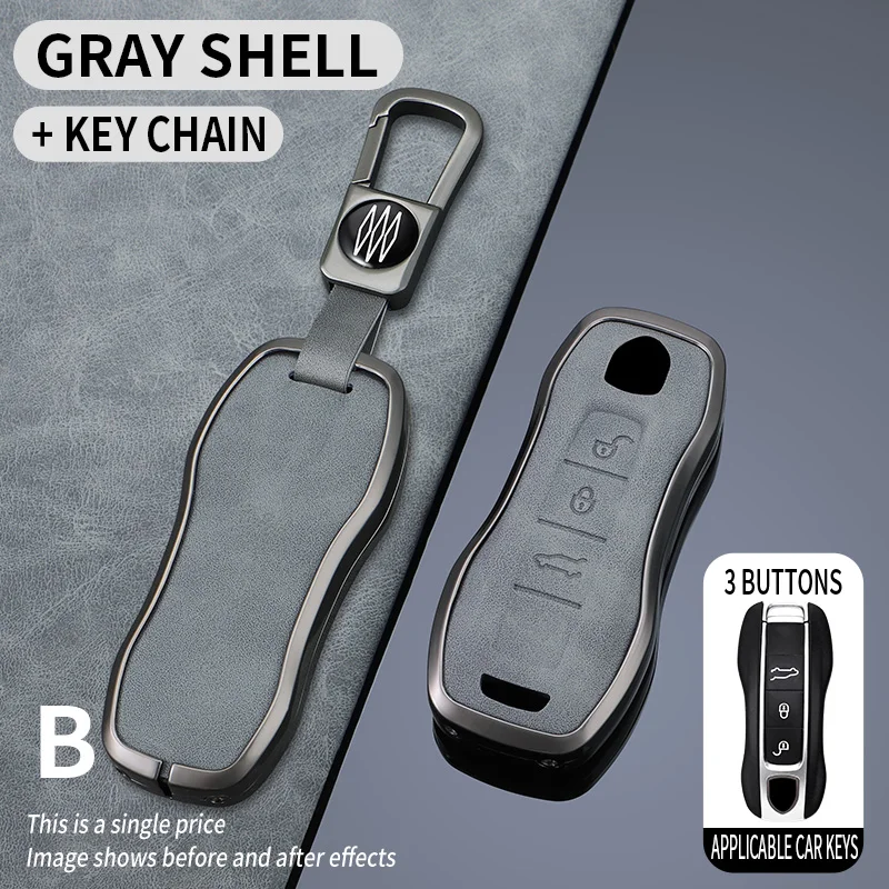 Leather Zinc Alloy Car Key Case Cover for Porsche New Cayenne Panamera ...