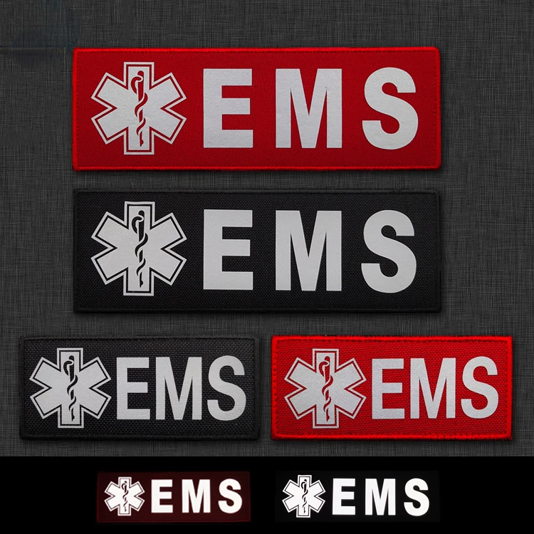 Large-Size-EMS-Reflective-Patch-Hook-Loop-EMT-Badge-Life-Star-Strip ...
