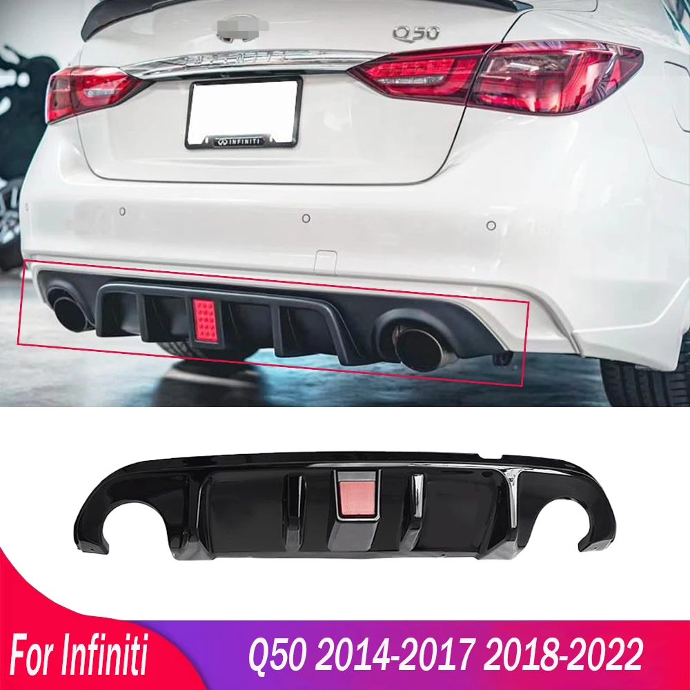 Car Rear Bumper Diffuser Lip With/Without LED Light For Infiniti Q50 ...