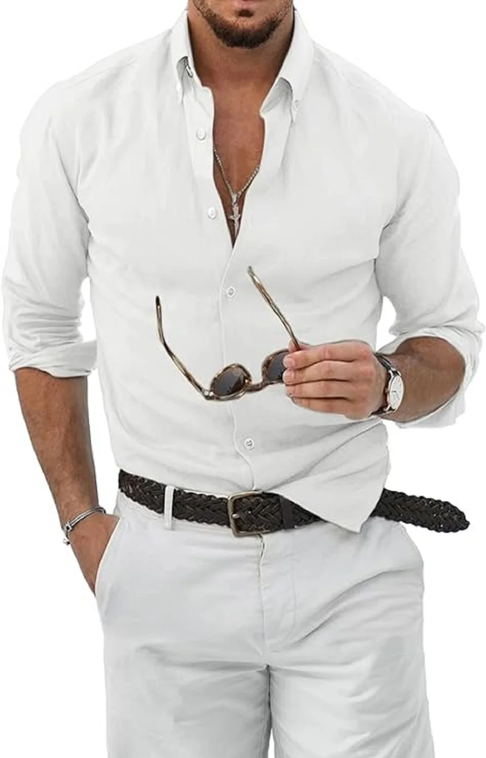 Men-s-Cotton-Button-Solid-Color-Shirt-Casual-Single-breasted-Fashion ...