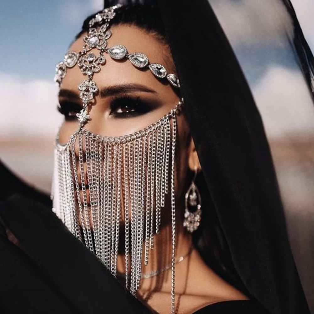 Mask Rhinestones Face | Tassel Mask Rhinestones | Rhinestone Mardi Gras ...