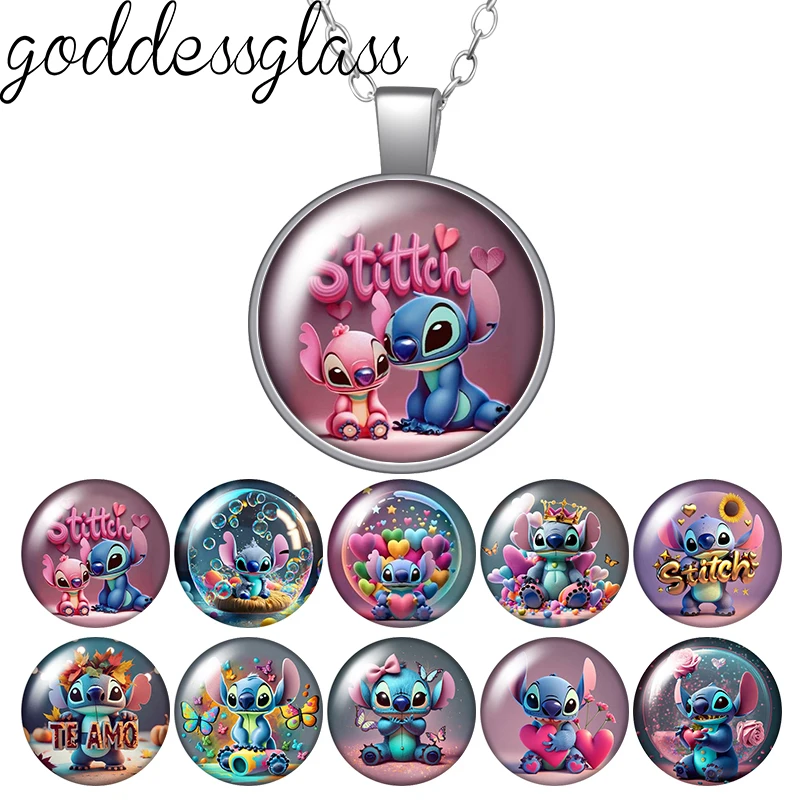 Disney-Cartoon-Stitich-Angel-Love-Tiamo-hearts-flowers-Round-Photo ...