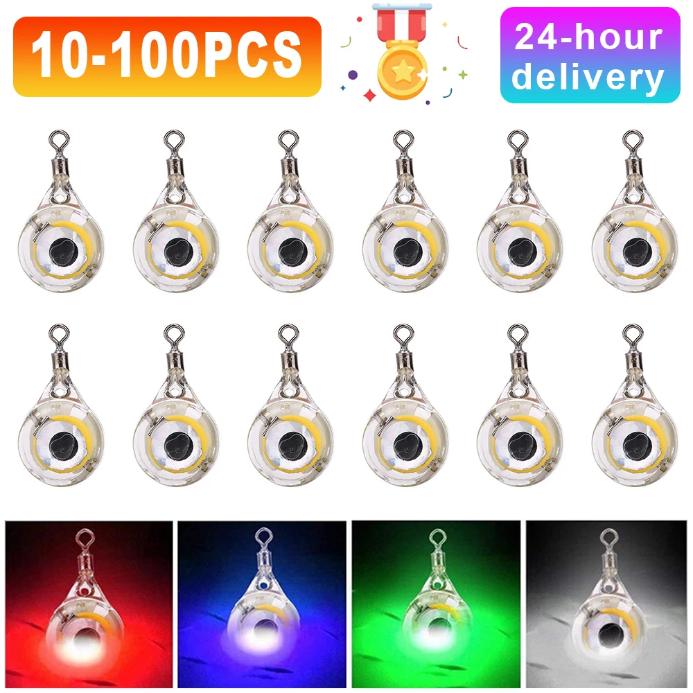 10-100Pc-Mini-Fishing-Lure-Light-LED-Deep-Drop-Underwater-Eye-Shape ...