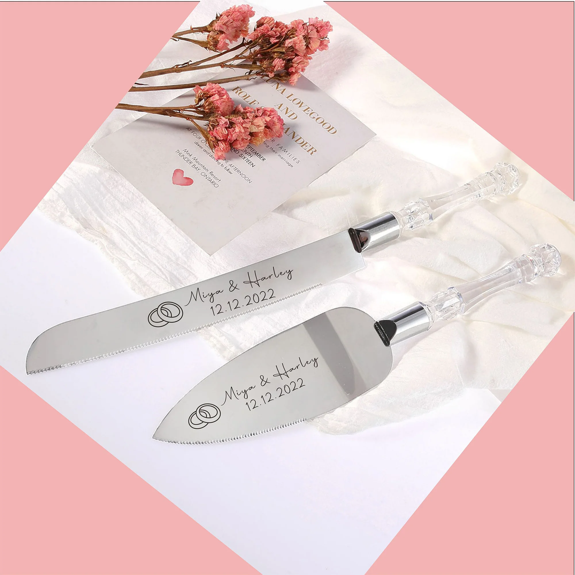 Personalisierte-Hochzeit-Kuchen-Messer-Vorleger-Gravierte-Kuchen-Messer ...