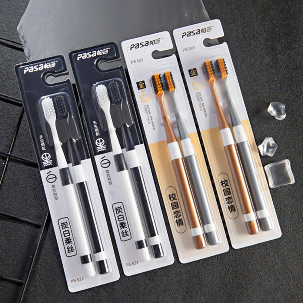 2pcs Ultra Fine Soft Toothbrush Adult Couple Tooth Brush Small Head ...