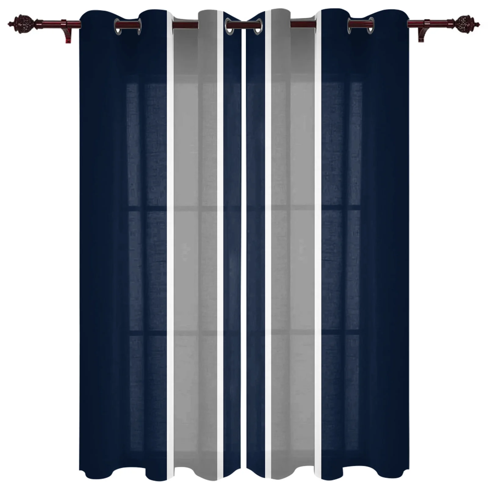 Cortinas geométricas de fondo azul a rayas para sala de estar, cortinas ...