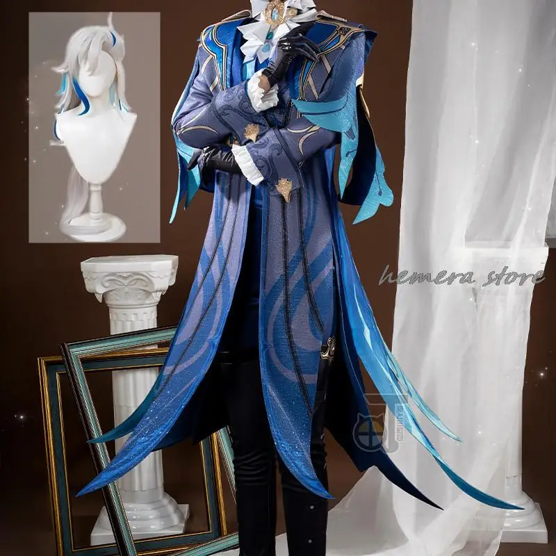Neuvillette Cosplay Costume Wig Genshin Impact Fontaine Chief Justice ...