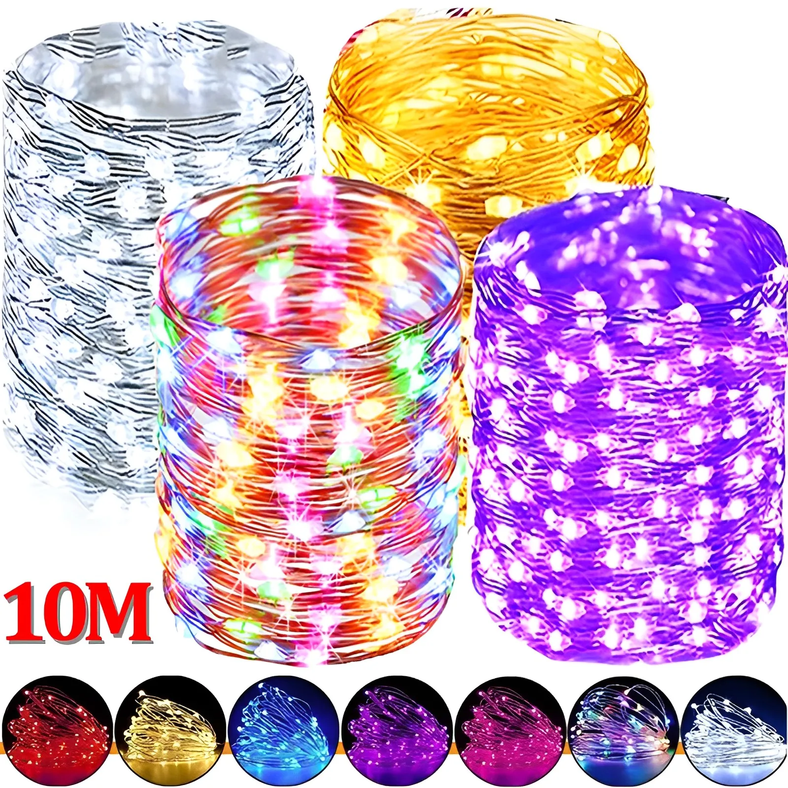 2-3-5-10M-LED-String-Lights-Copper-Wire-Christmas-Tree-Flasher-Fairy ...