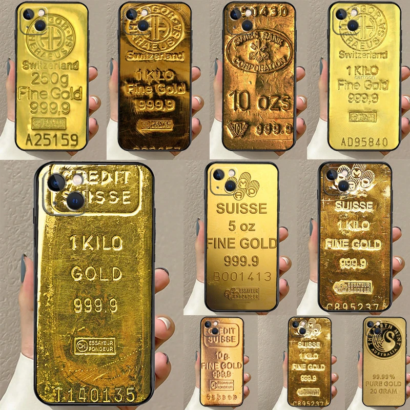 Switzerland Fine Gold Case For iPhone 16 15 14 13 11 12 Pro Max XS X XR ...