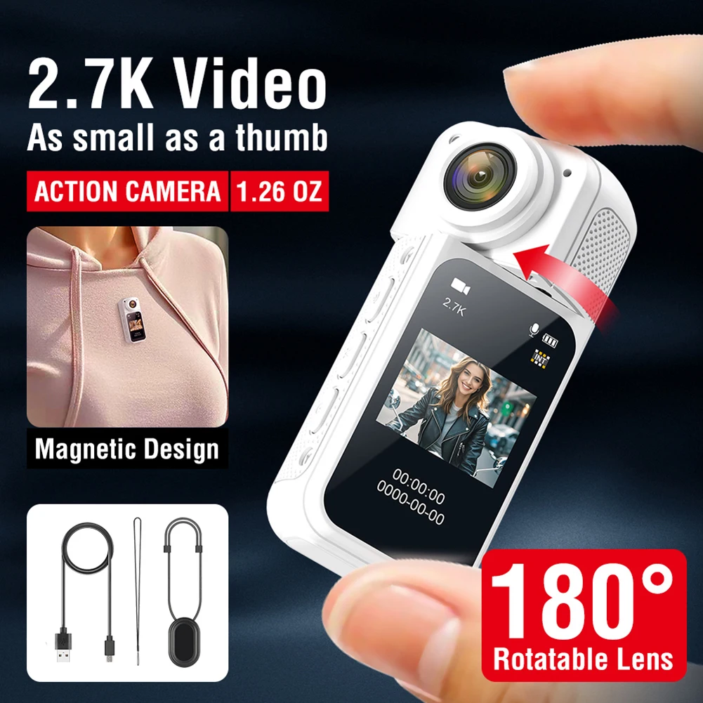 S70 2.7K HD Thumb Action Camera 180° Rotate WIFI Sport DV Cycling ...