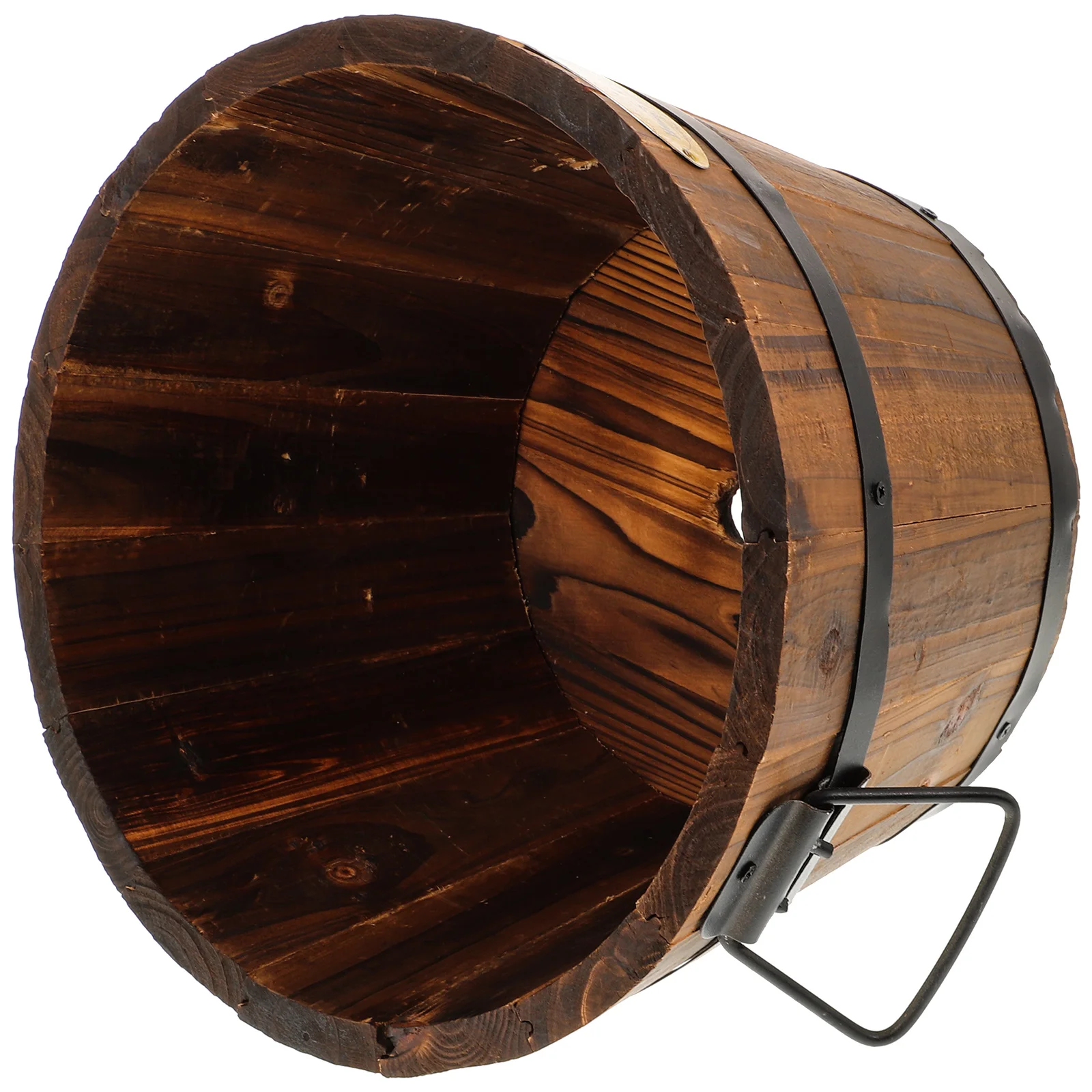 Large-Outdoor-Green-Plant-Pots-Rustic-Wooden-Flower-Bucket-Decorative ...