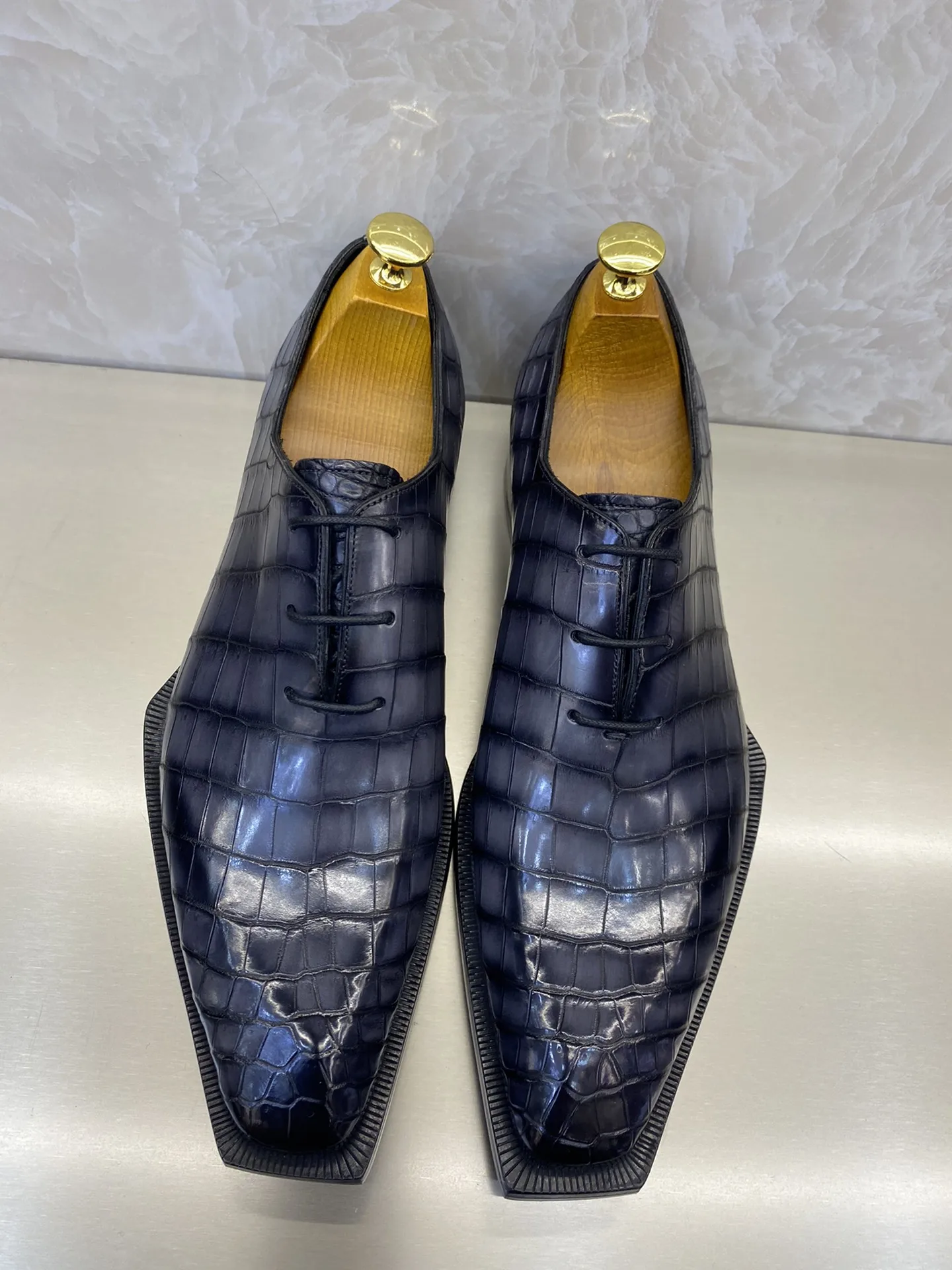 Authentic Crocodile Skin Hand Painted Men Colorful Dress Shoes Genuine ...