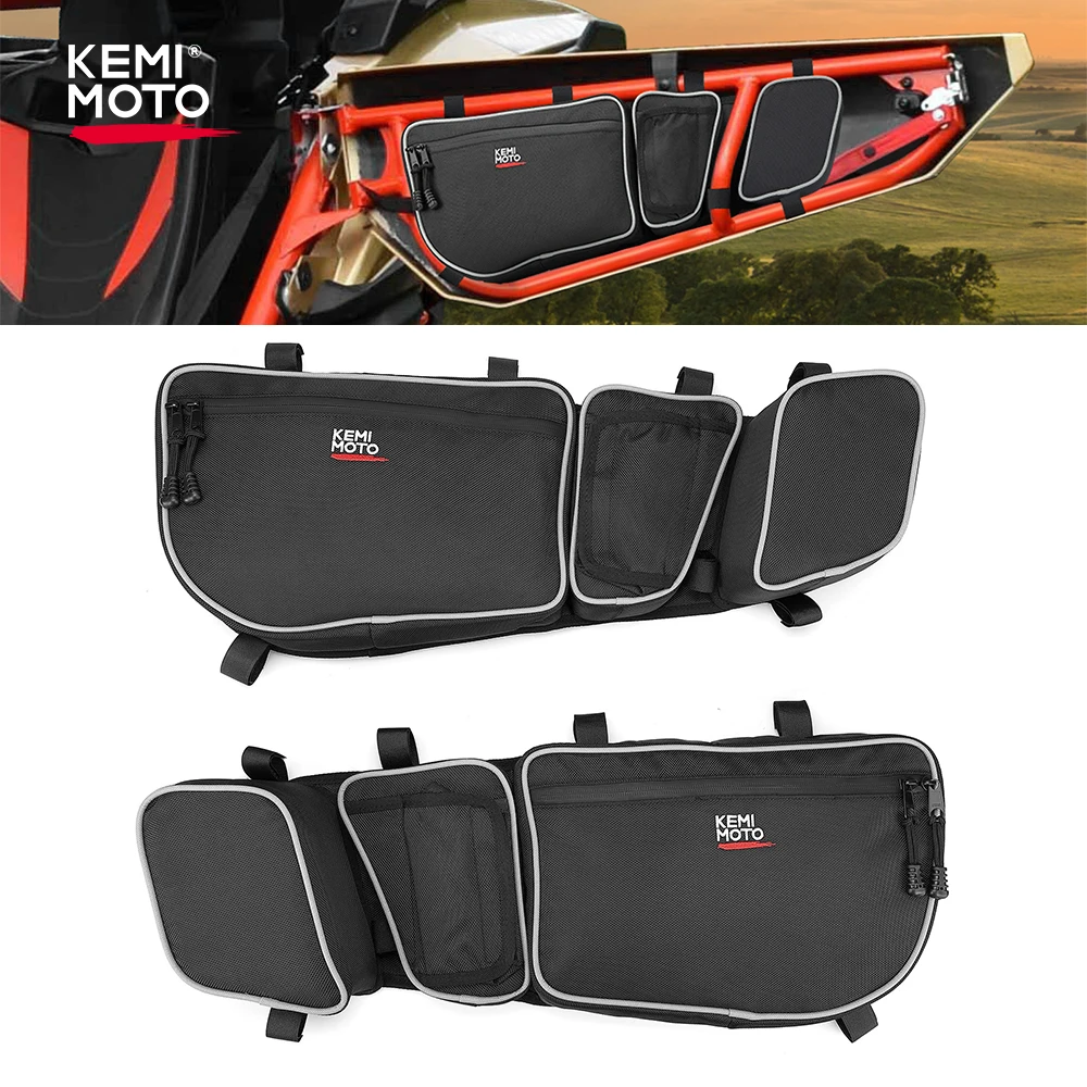 KEMIMOTO X3 UTV Front Doors Storage Bag w/ Knee Pad For Can-am Maverick X3, Maverick X3 MAX 2017+