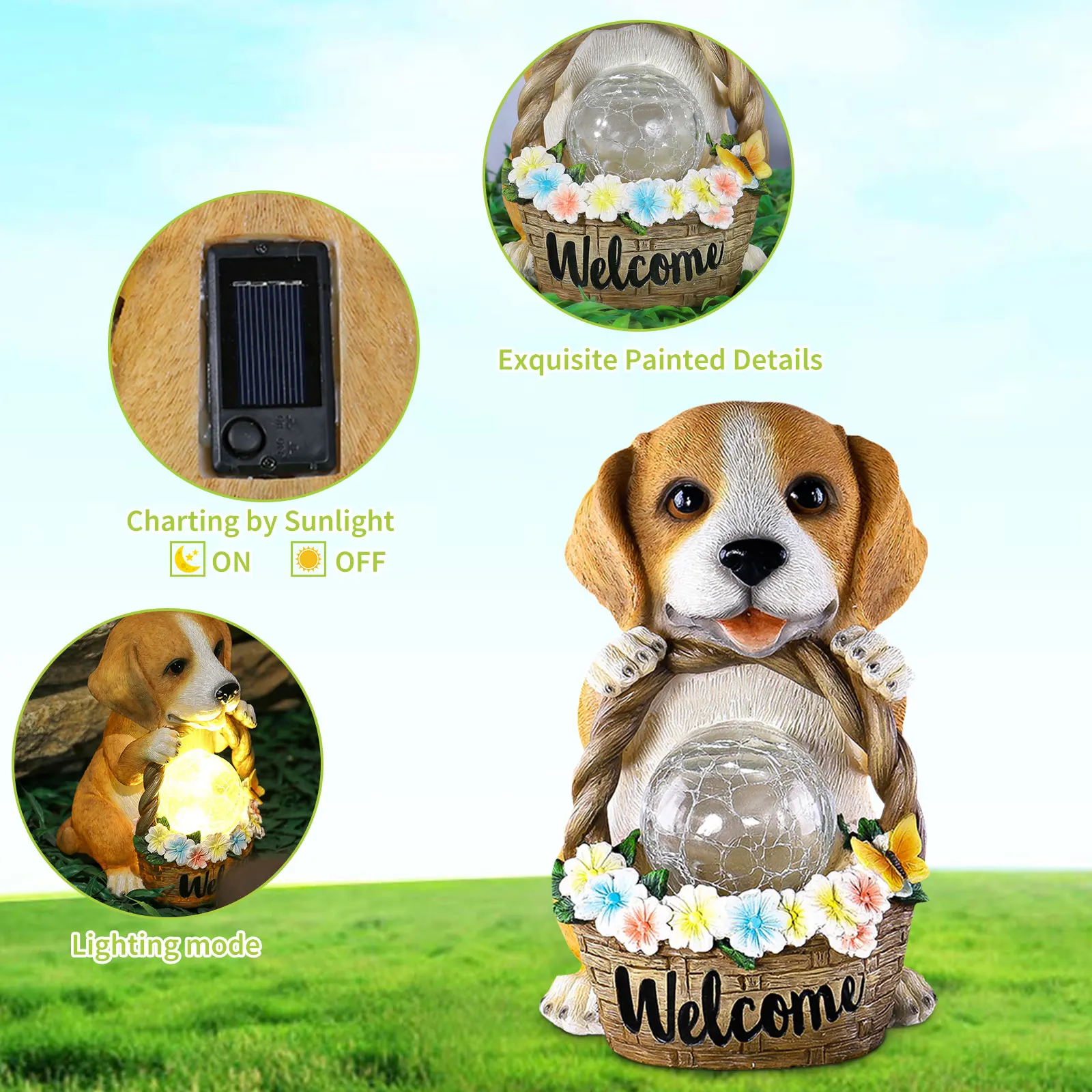 Beagle Welcome Sign Solar Lamp Ball Light - styloclubs.com