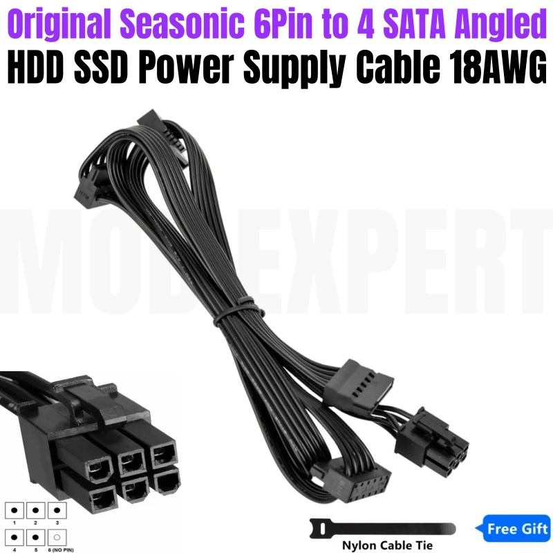 Seasonic-HDD-Cabo-de-Alimenta-o-Modular-6Pin-para-4x-SATA-angular-SSD ...