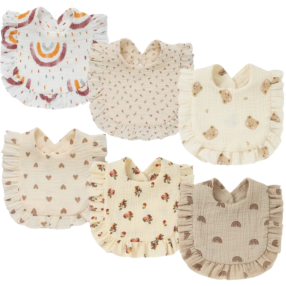 2Pcs-Baby-Bibs-Burp-Cloths-Lace-Bibs-Soft-Cotton-Adjustable-Bib-Korean ...