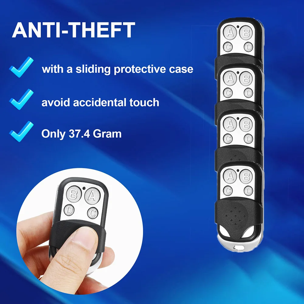 433-92MHz-Remote-for-Gate-Remote-Control-Key-Fob-4-Buttons-Universal ...