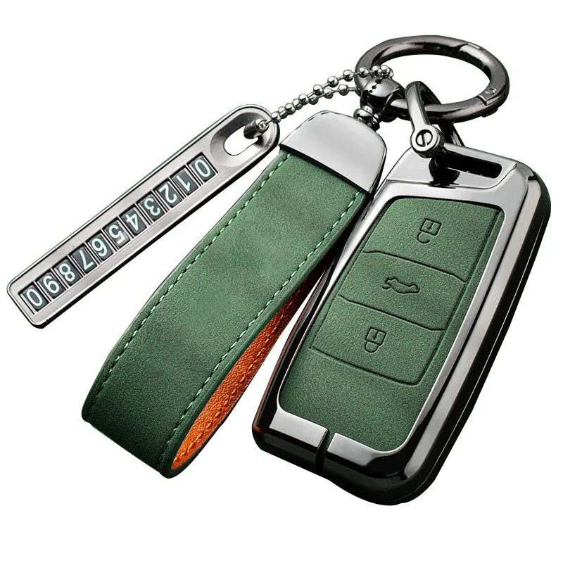 Leather-Zinc-Alloy-Car-Key-Case-Cover-Keychains-for-VW-Volkswagen-Golf ...