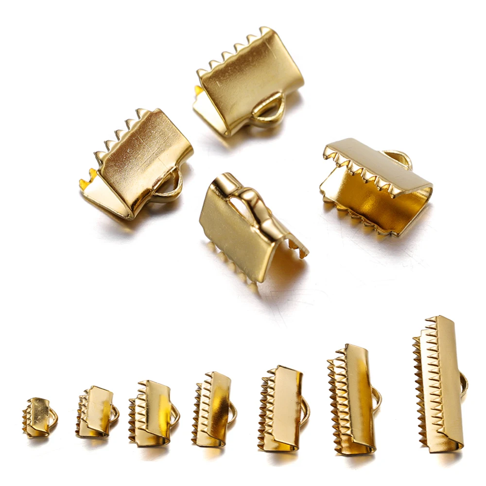 20-30Pcs-Gold-Color-Stainless-Steel-Crimp-End-Bead-Buckle-Tip-Clasp ...