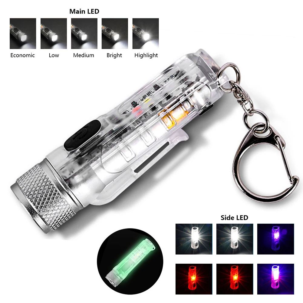 Mini-Keychain-Flashlight-LED-Rechargeable-Torch-Portable-Magnetic-USB ...