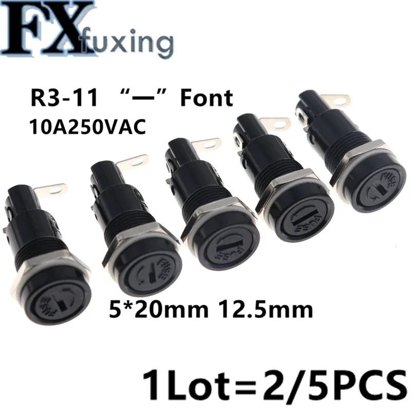 2-5PCS-H3-R3-11-Panel-Mount-Chassis-Fuse-Holder-For-5x20mm-Glass-Fuses ...