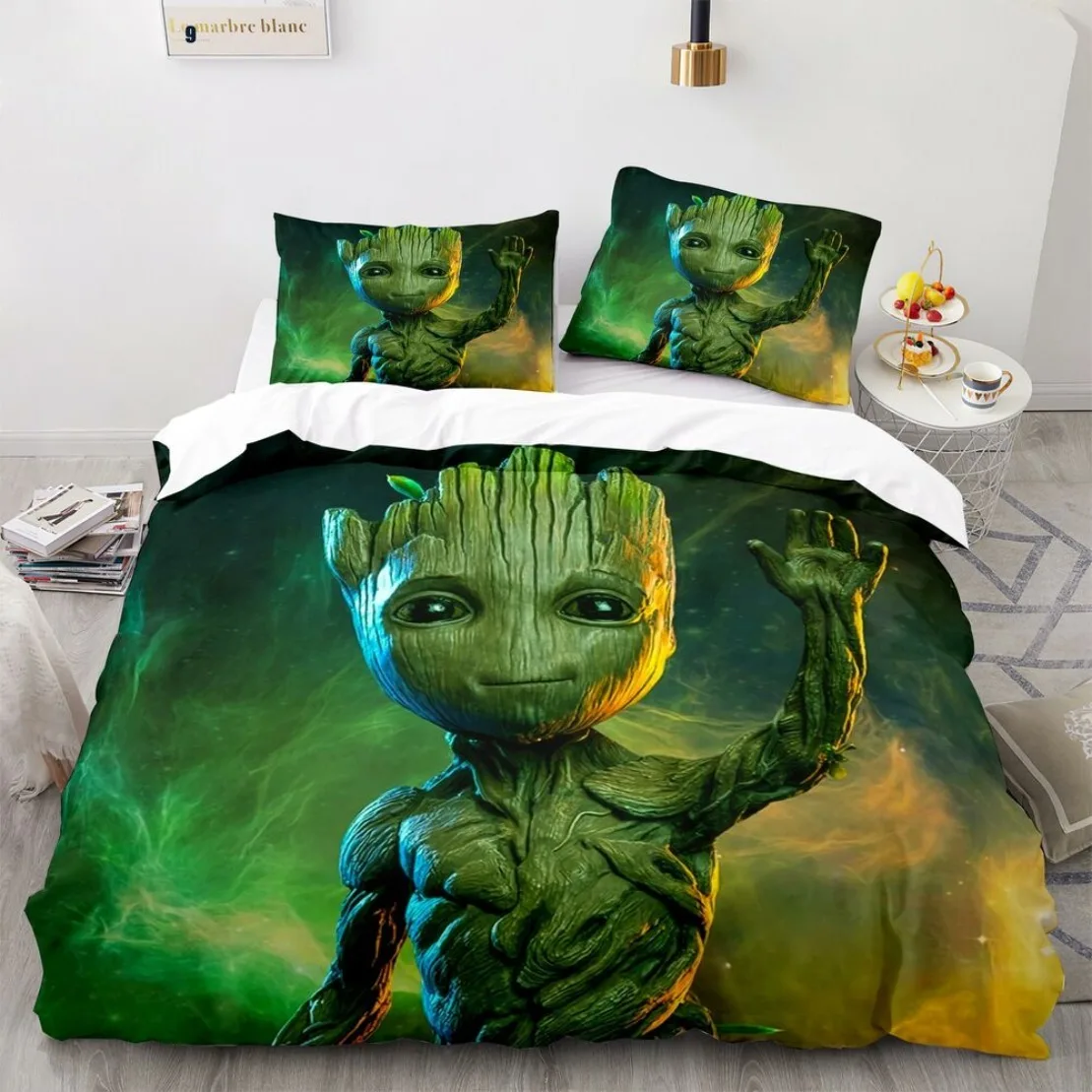 Marvel-Groots-Quilt-Cover-Cartoon-Groot-Bedding-Set-3D-Print-Rocket ...