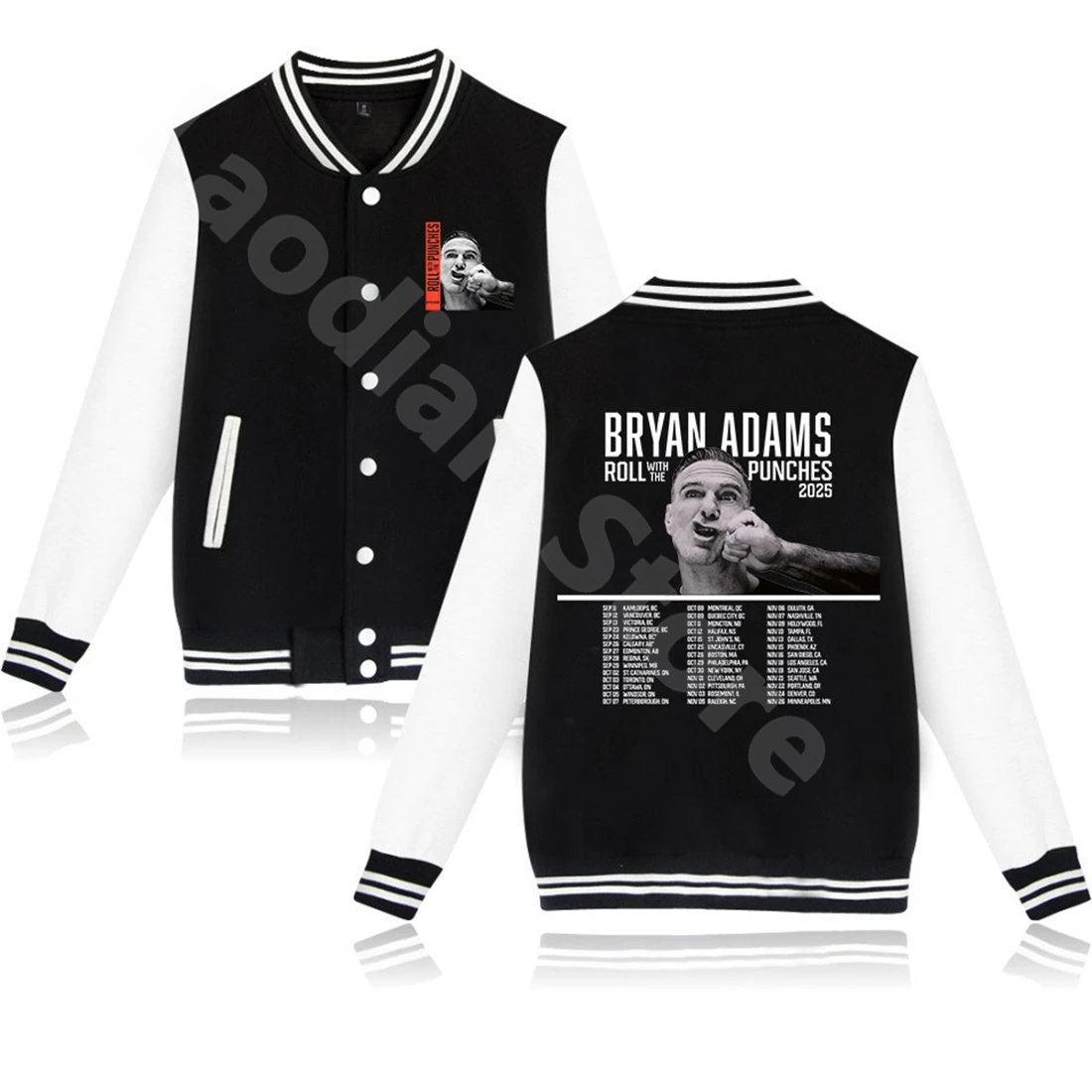 Bryan Adams Roll With The Punches 2025 Baseball Jacket Vintage 90s ...