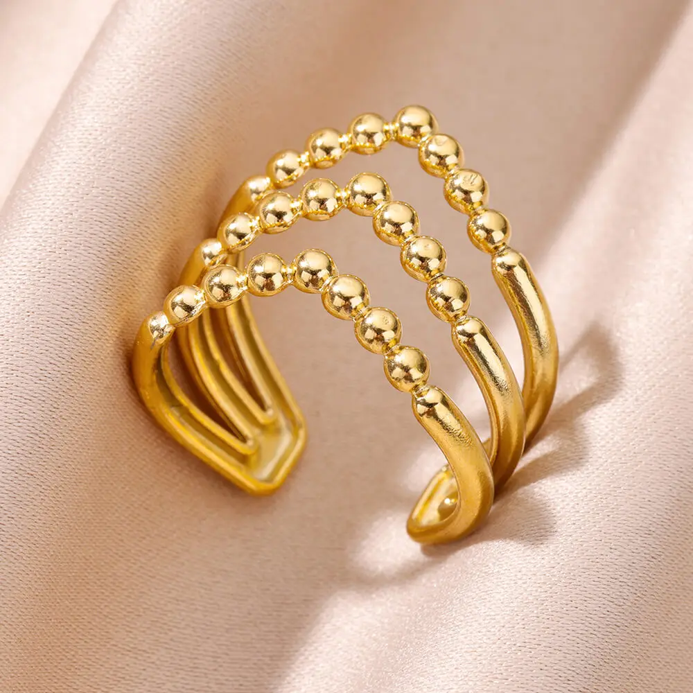 Multi-Layer-Rings-For-Women-Men-Gold-Color-Stainless-Steel-Open-Ring ...