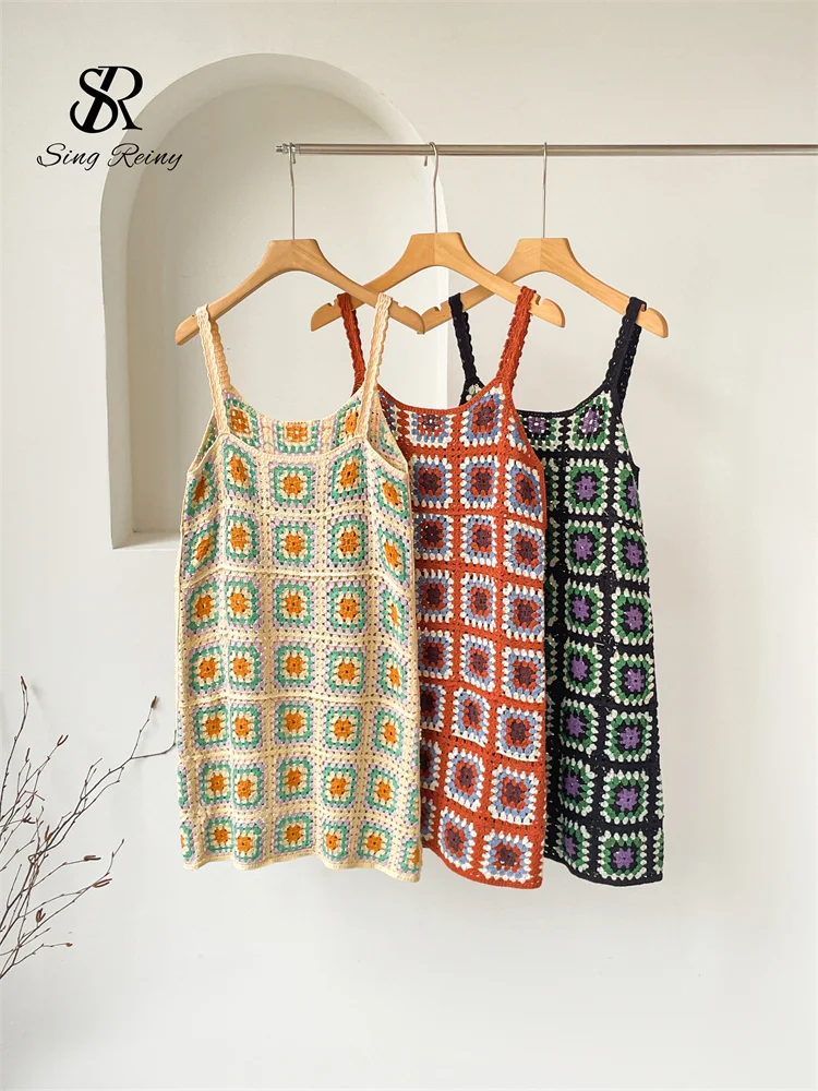 SINGREINY-Summer-Knitted-Beachwear-Dress-Straps-Hook-Flowers-Hollow-Out ...
