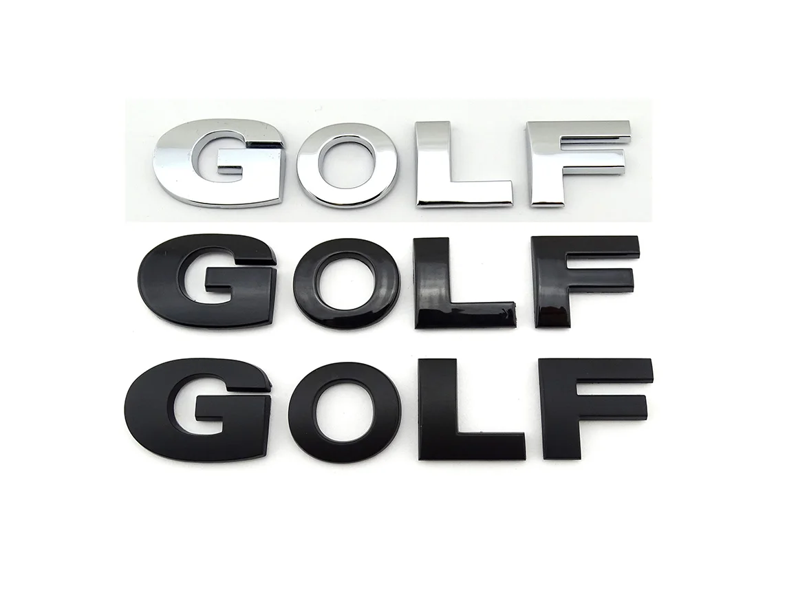 Letras de golf 3D, insignia automática, emblema, logotipo de arranque ...