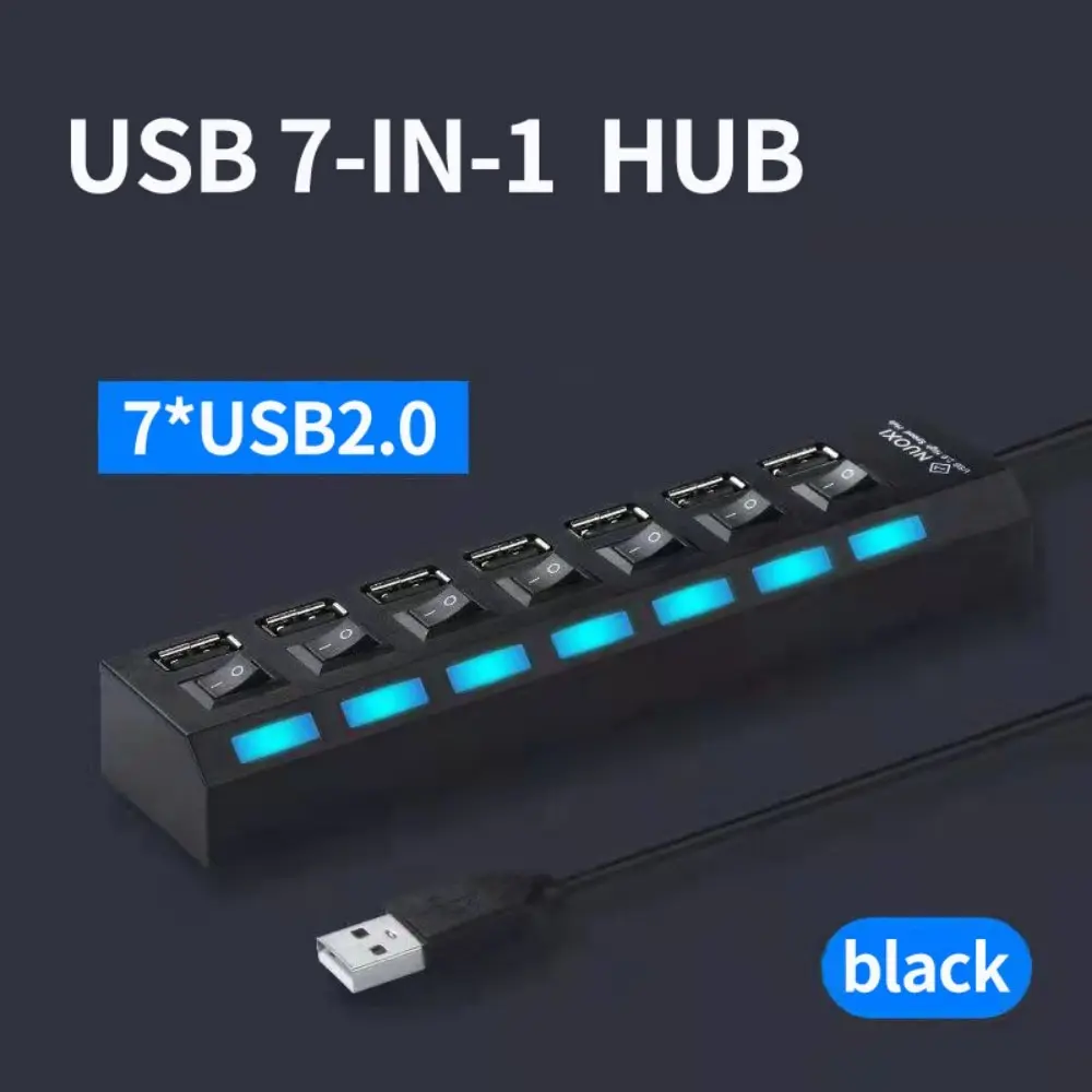 USB HUB USB Switch Hub 2.0 Adaptador Alta Velocidade Multi 7 Portas Hub ...