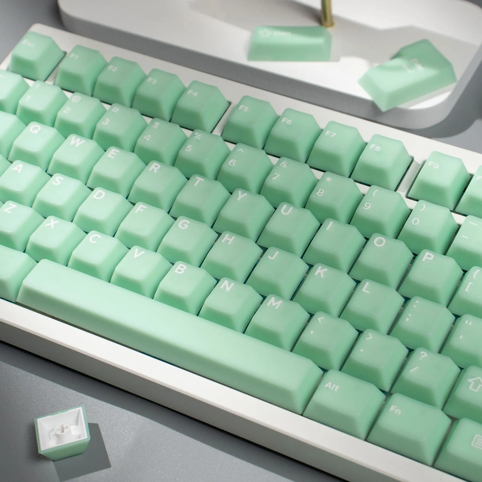 Cyan-Jade-Double-Shot-Translucent-Keycaps-162-Keys-Cherry-Profile-Semi ...