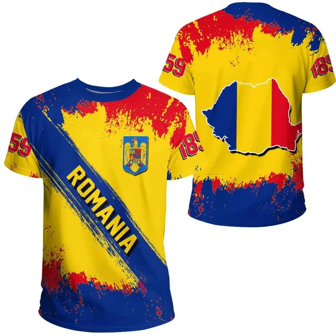 Romania-Football-Jersey-Romanian-Flag-Graphic-T-Shirts-for-Men-Gym ...