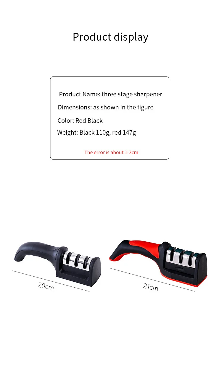 Affûteur de couteaux à 3 segments de cuisine, pierre à aiguiser domestique multifonctionnelle à ...