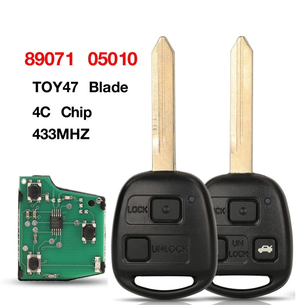 Jingyuqin P/n: 89071 05010 433mhz 4c Chip 2/3 Buttons Remote Car Key ...