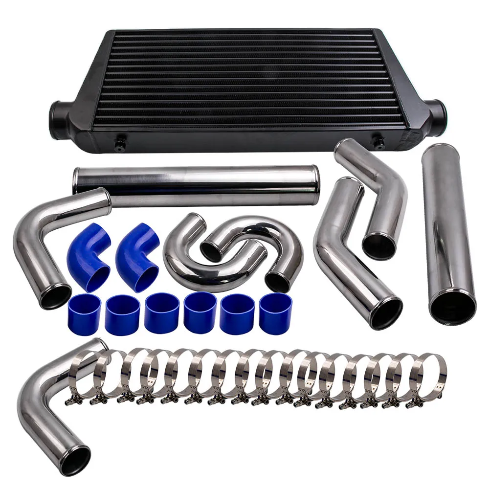 Aluminum-front-mount-Intercooler-600-300-76-76-mm-turbo-pipe-BlUE-hose ...