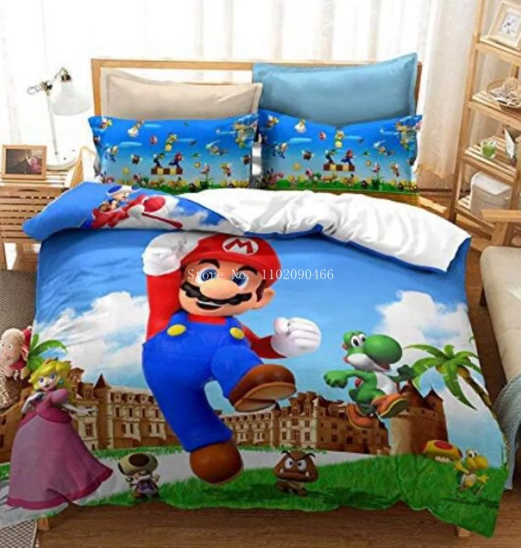 Popular-Mario-Bedding-Set-Cartoon-3D-Printed-Comforter-Cover-Set-Single ...