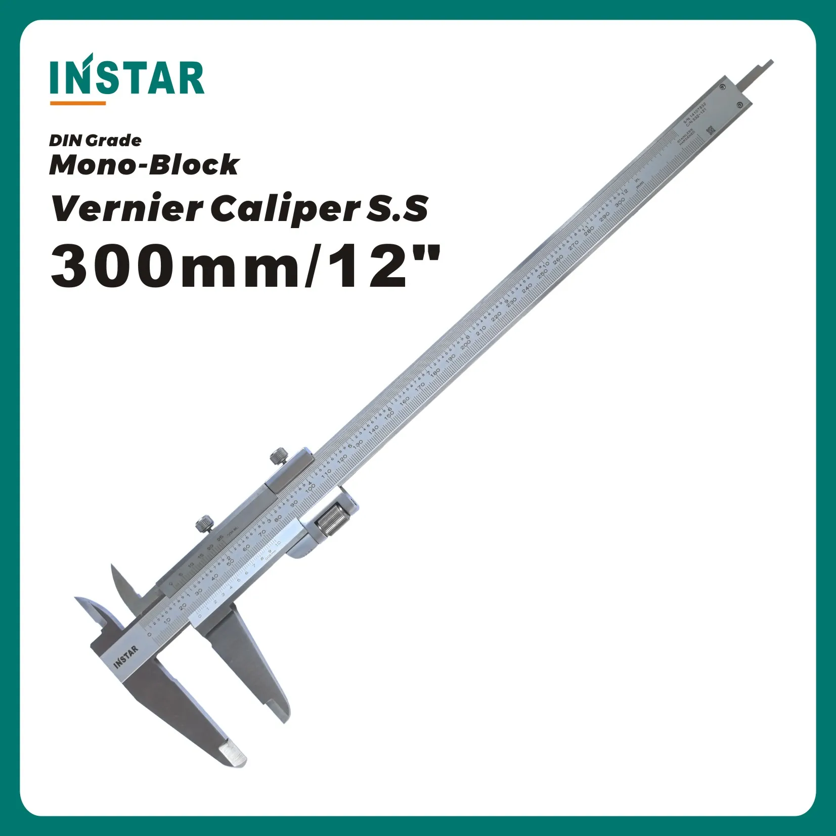 INSTAR Vernier Caliper Mono Block 0-300MM 0-12" Stainless Steel DIN ...