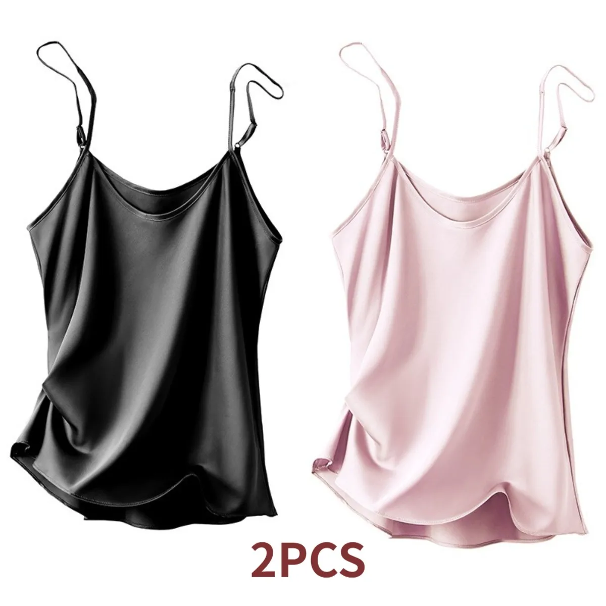 2PCS-Pack-Women-s-Silk-Stain-Cami-Tank-Top-Basic-V-Neck-Camisole ...