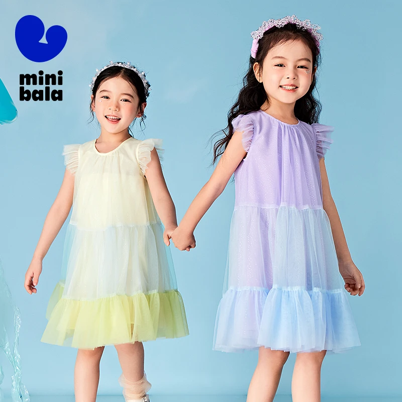 Mini Bala Girls' Dress Summer Pure Cotton Mesh Elegant party dresses ...