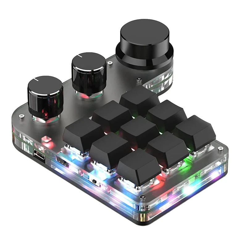 Programmable-Mechanical-Keyboard-9-Keys-3-Knobs-RGB-Programmable-Macro ...