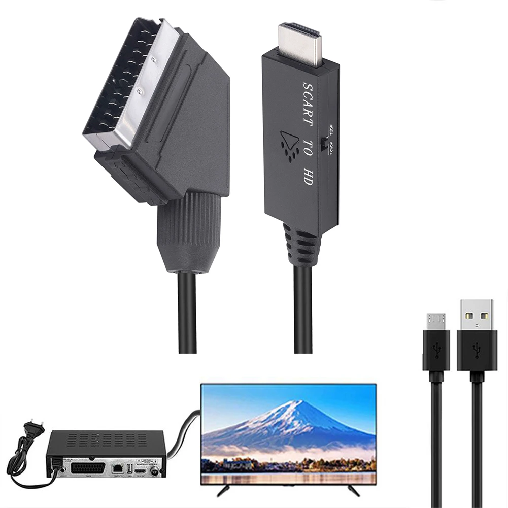 Scart-To-H-d-m-i-compatible-Audio-Video-Converter-Cable-1M-Adapter ...