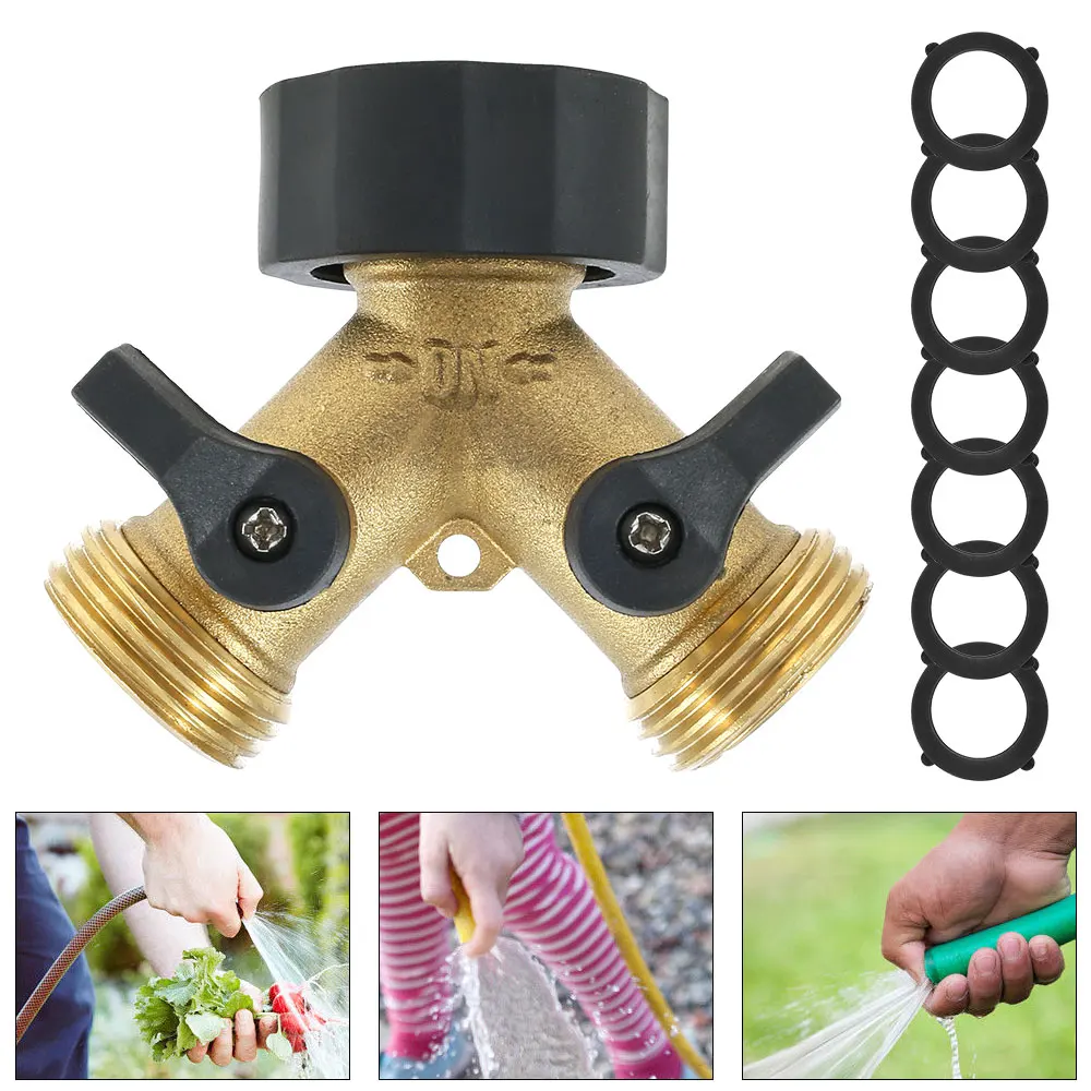 New Hose Splitter Brass 2 Way Garden Hose Connector 3/4 Thread Y Shape ...