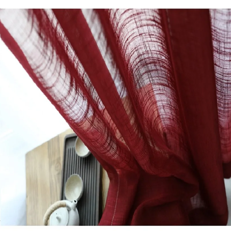Japanese-red-sheer-Curtains-living-room-semi-shading-curtains-yarn ...