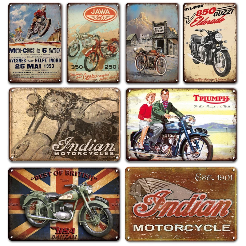 Motorcycle-Metal-Tin-Sign-Moto-Gas-Classic-Vintage-Posters-Plaque-Iron ...