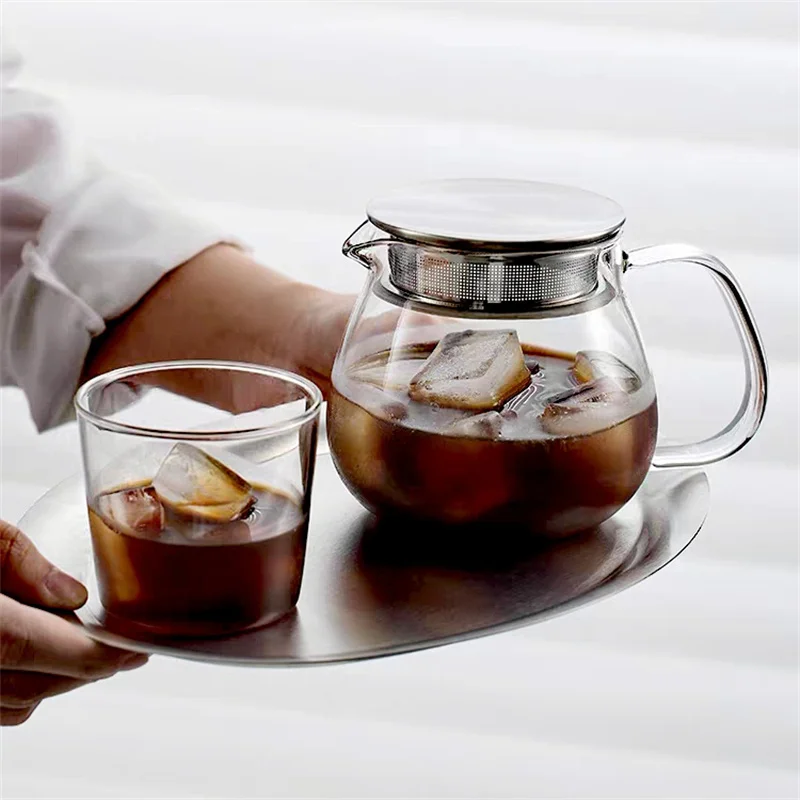 Japanese Stovetop Safe Clear Glass Teapot with Filter Lid Replacement ...